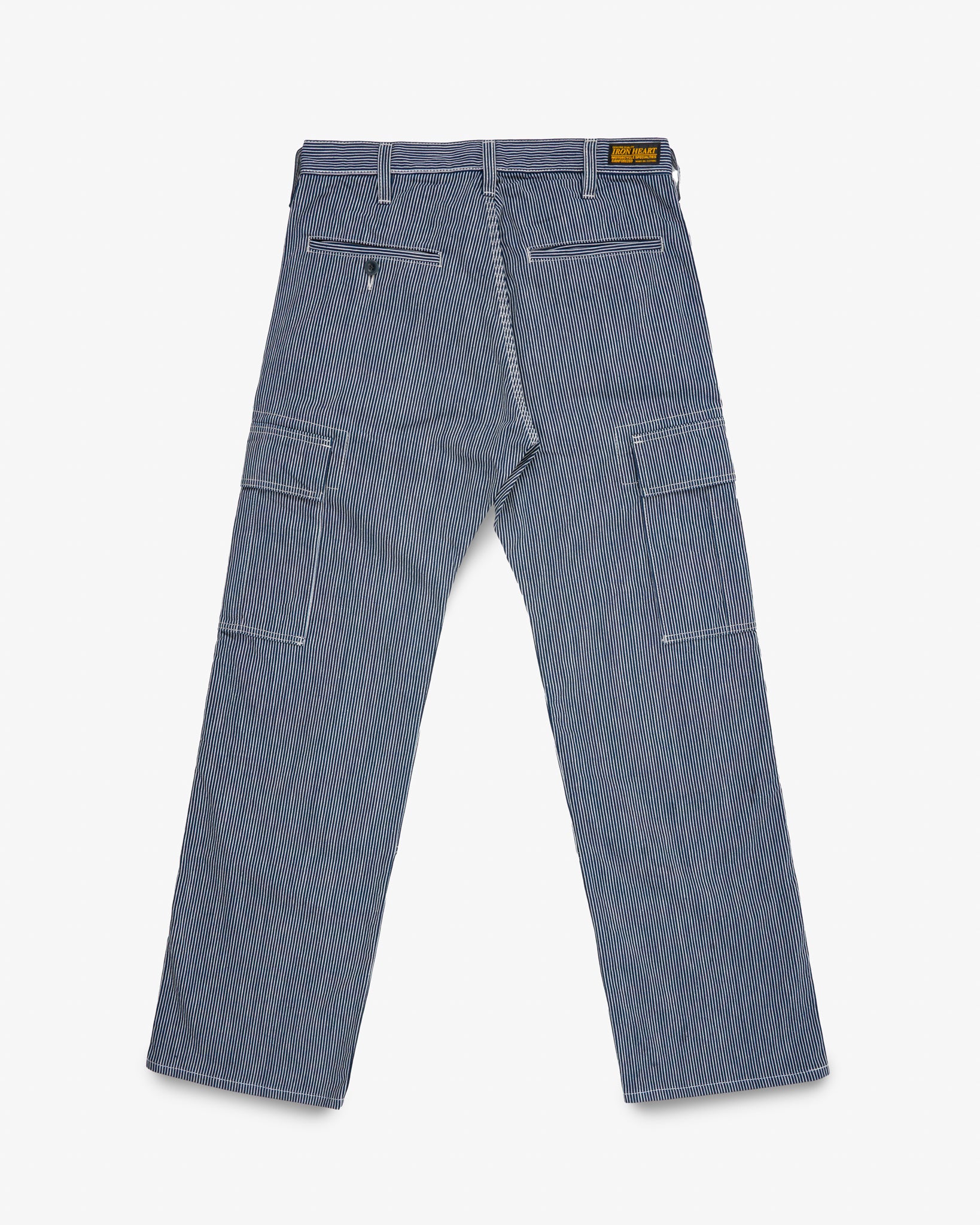 10.5oz Narrow Stripe Hickory Cargo Pants - Indigo - Iron Heart Denim ...