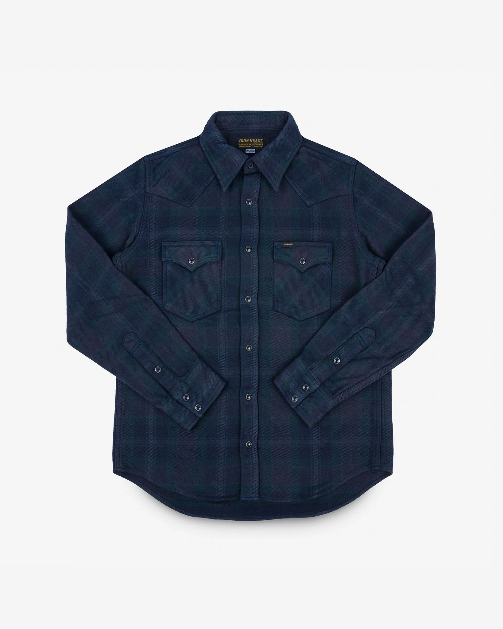 Ultra Heavy Flannel Crazy Check Western Shirt - Navy Overdyed Black ...