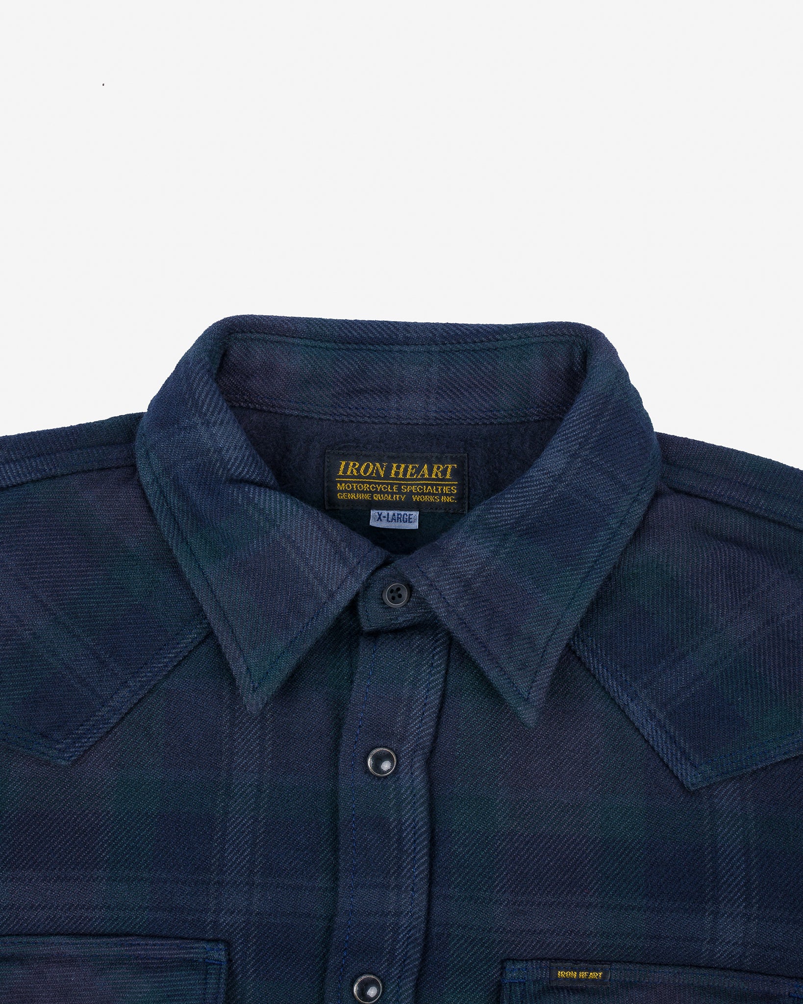 Ultra Heavy Flannel Crazy Check Western Shirt - Navy Overdyed Black ...