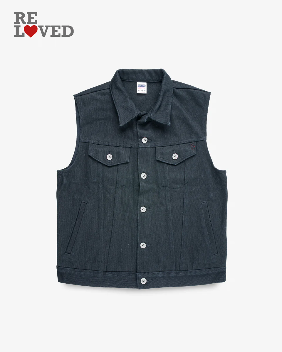 21oz Selvedge Denim Modified Type III Vest - Indigo Overdyed Black (IH ...