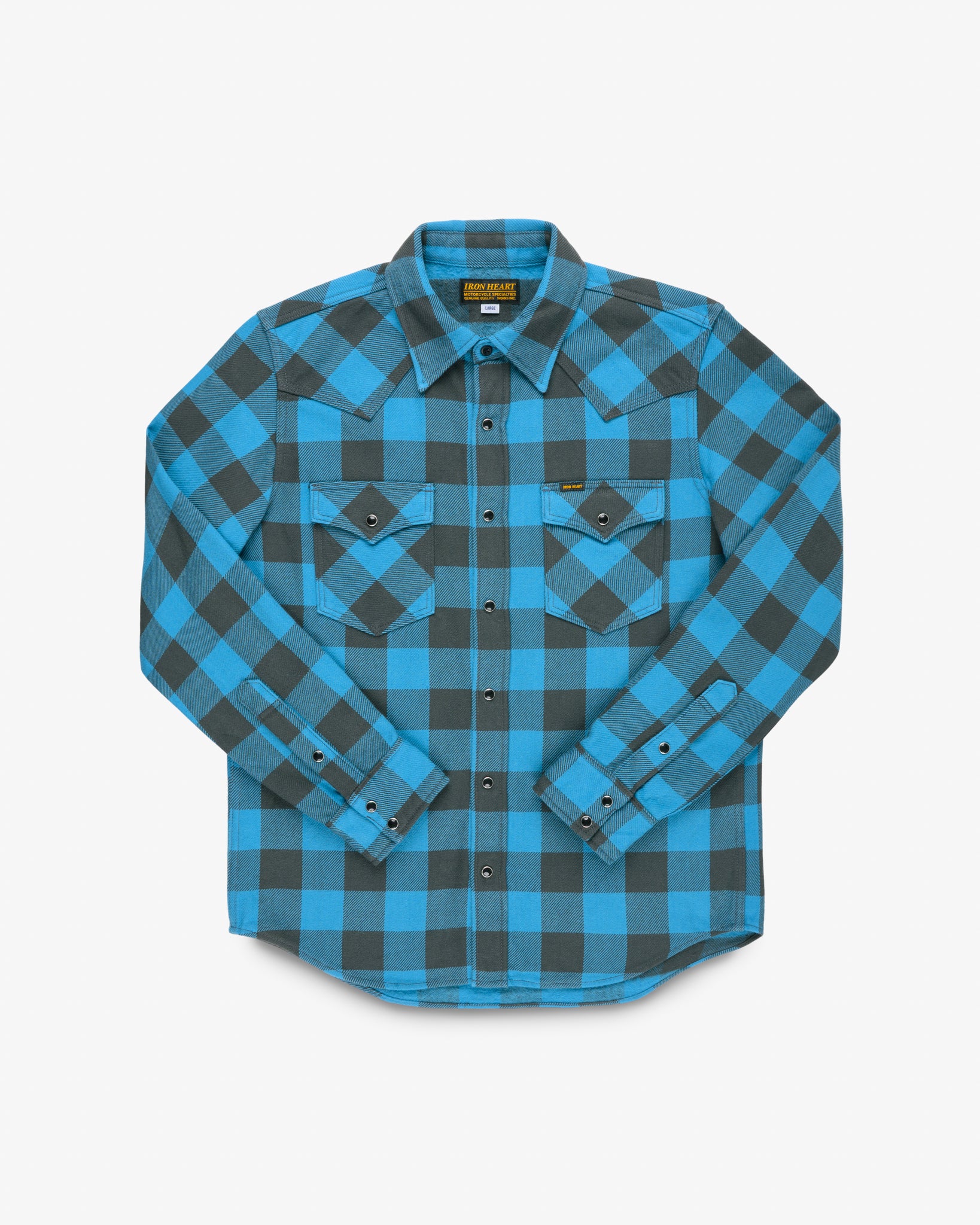 Ultra Heavy Flannel Buffalo Check Western Shirt - Turquoise/Grey - Iron ...